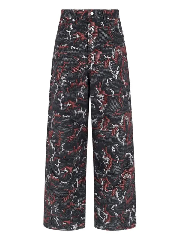 PDF Wide-leg Patterned Pants