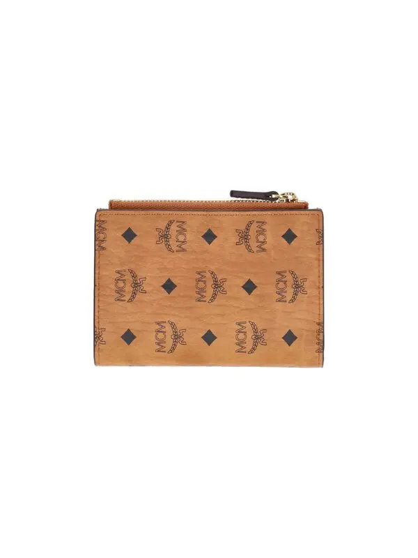 Mcm Wallet With Cowhide Trim And Textured Finish