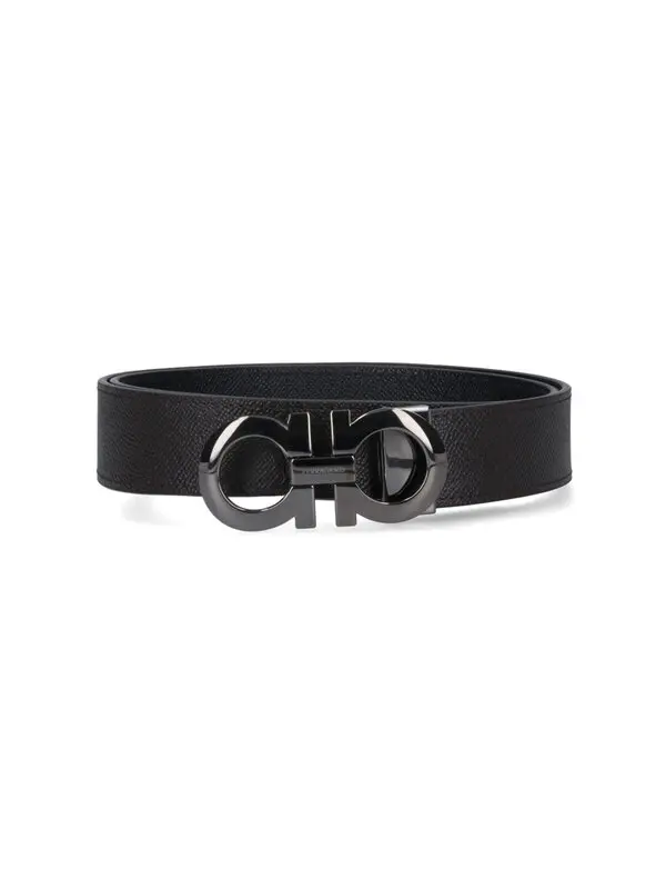 FERRAGAMO Calf Leather Belt With Gancini Buckle - Brown