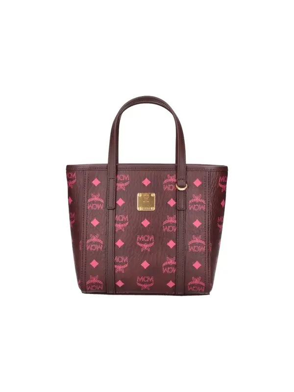 Mcm Monogram Print Leather Shoulder Bag - Brown