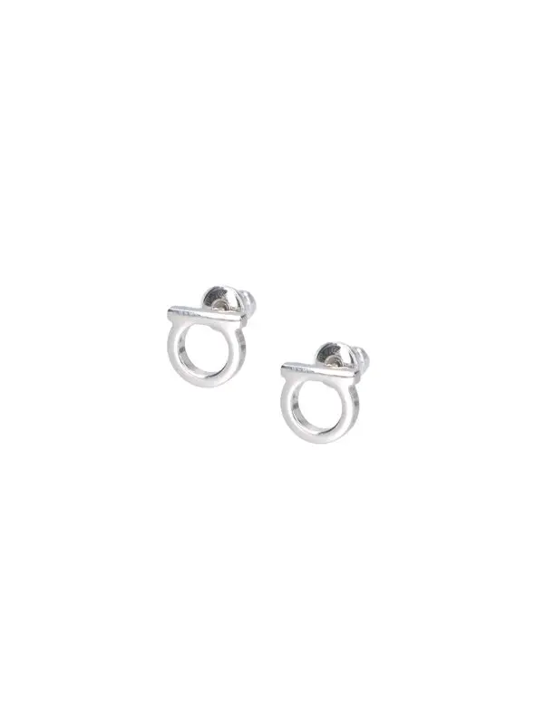 FERRAGAMO Logo Stud Earrings - Silver