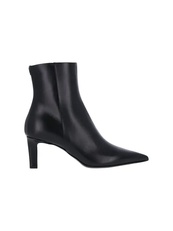 JIMMY CHOO Pointed Toe Leather Ankle Boots - Black