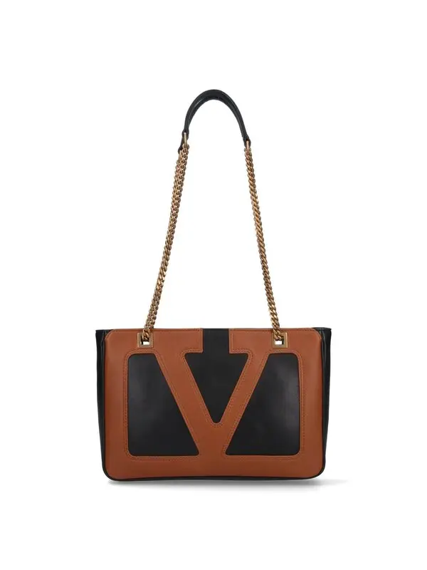 Valentino Garavani Chain Shoulder Tote Bag - Black