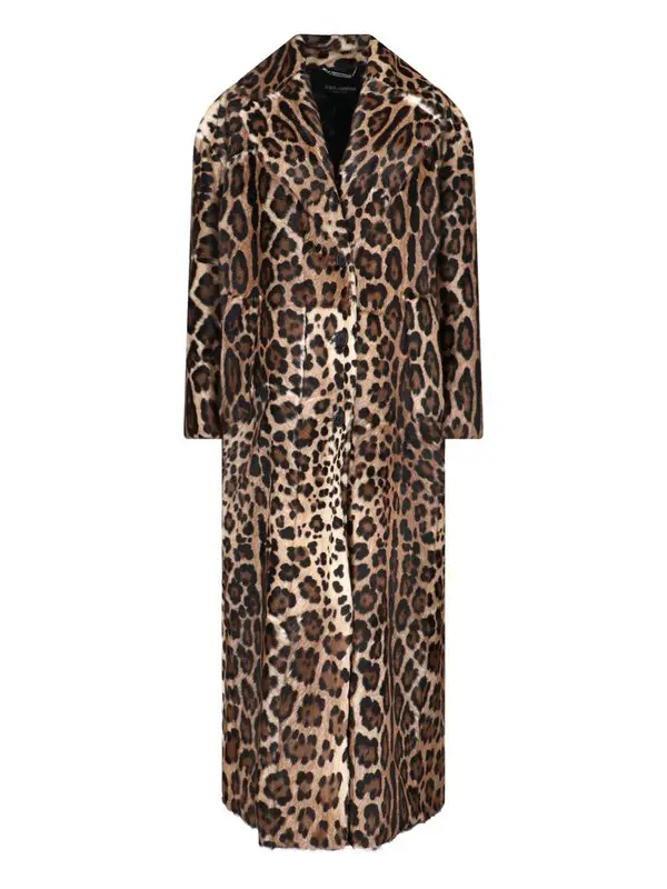 Dolce & Gabbana Leopard Print Long Coat