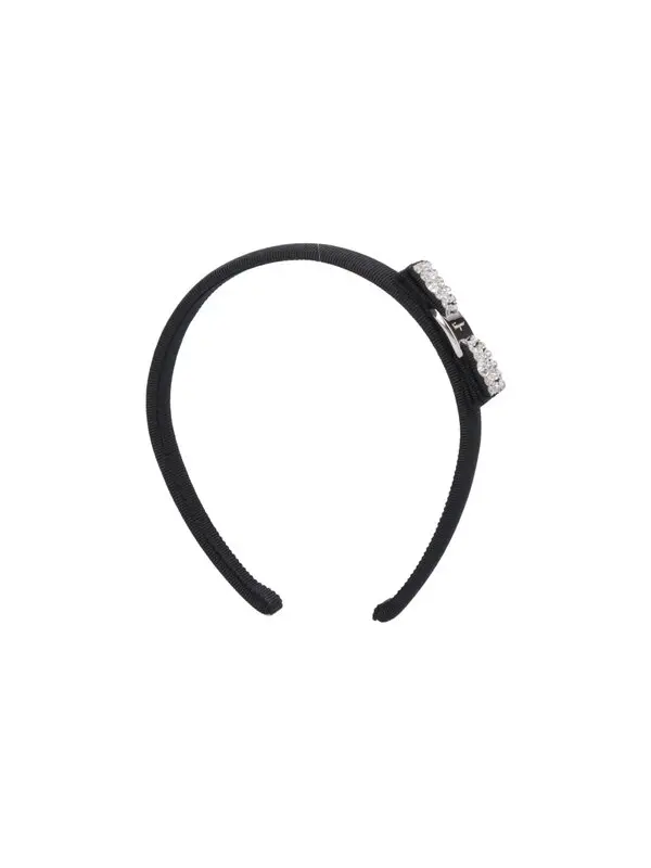 FERRAGAMO Braided Headband With Bow Detail - Black