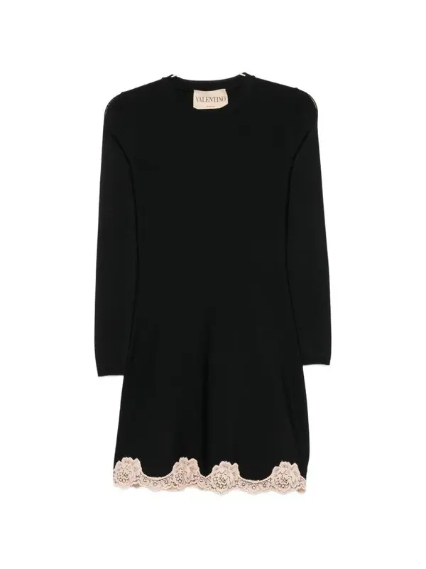 Valentino Garavani Lace Detail Short Dress - Black