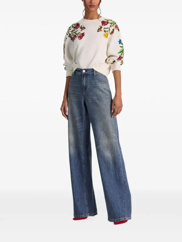 Alice + Olivia Embroidered Cotton Sweatshirt