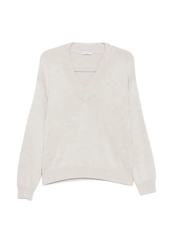 Brunello Cucinelli Cashmere And Silk Blend Sweater - White