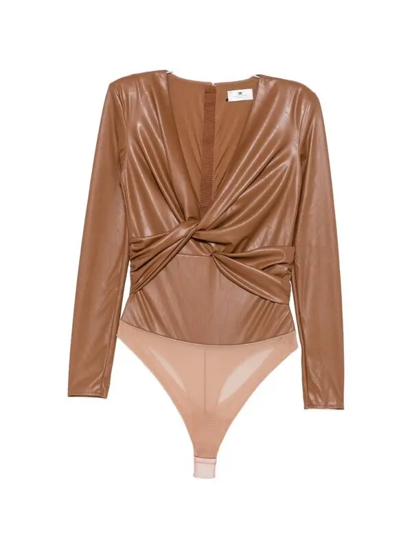 Elisabetta Franchi Twist-detail Long-sleeve Bodysuit - Brown