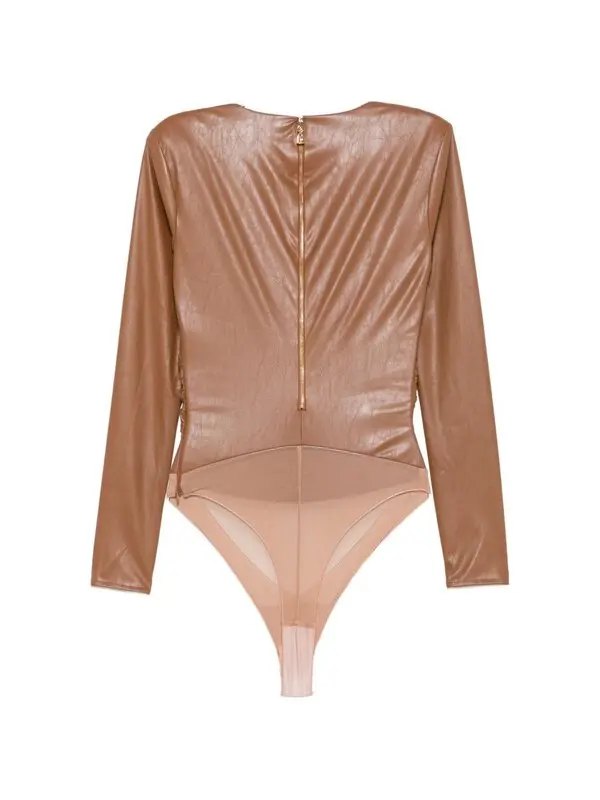 Elisabetta Franchi Twist-detail Long-sleeve Bodysuit - Brown