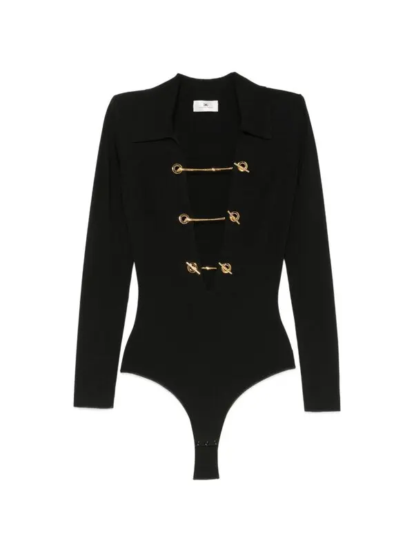 Elisabetta Franchi Long-sleeve Cut-out Bodysuit With Chain Detail