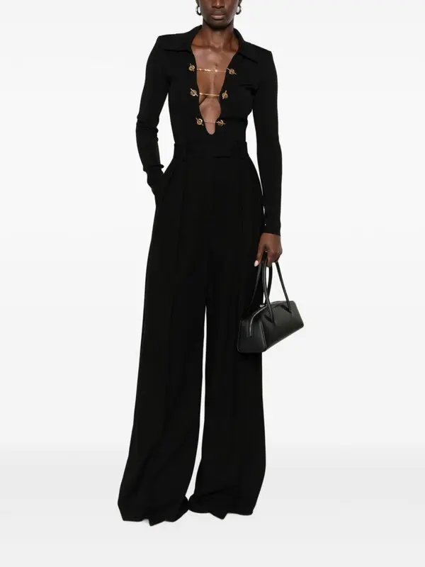 Elisabetta Franchi Long-sleeve Cut-out Bodysuit With Chain Detail