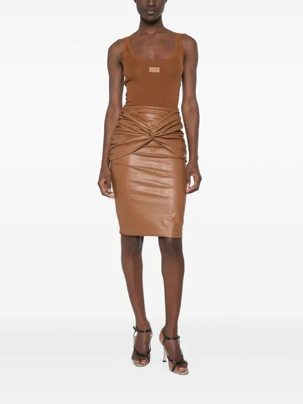 Elisabetta Franchi Faux-leather Midi Skirt