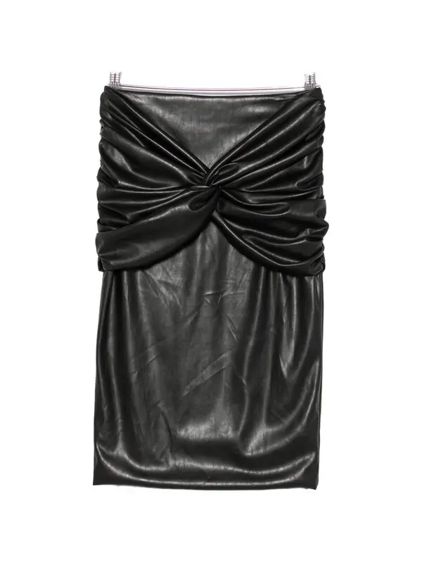 Elisabetta Franchi Faux Leather Midi Skirt - Black
