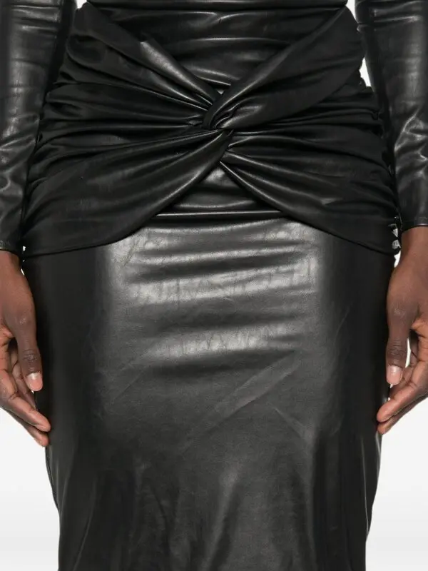 Elisabetta Franchi Faux Leather Midi Skirt - Black