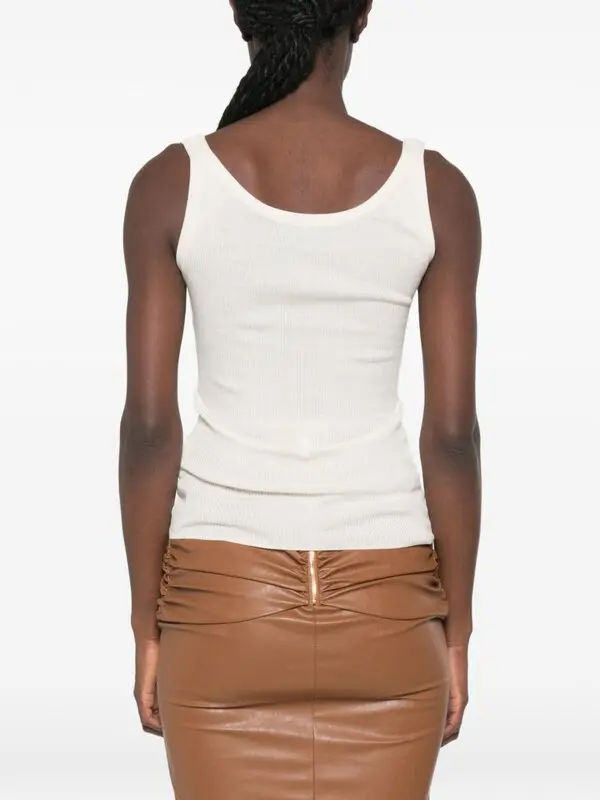 Elisabetta Franchi Ribbed Wool Tank Top - White