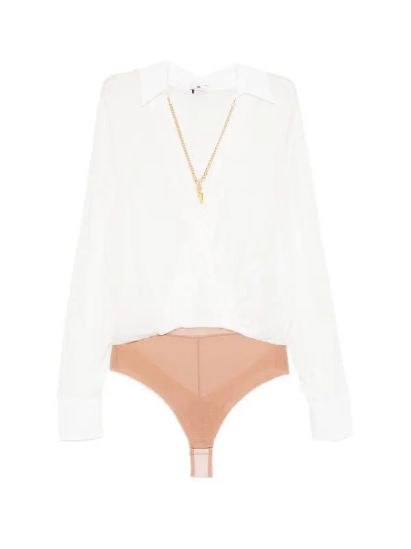 Elisabetta Franchi Chain-detail Wrap-front Bodysuit