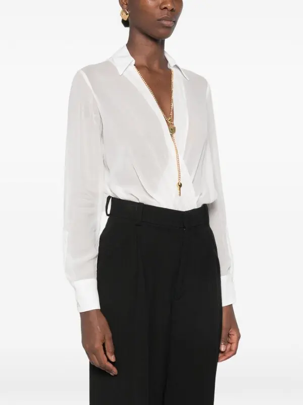 Elisabetta Franchi Chain-detail Wrap-front Bodysuit