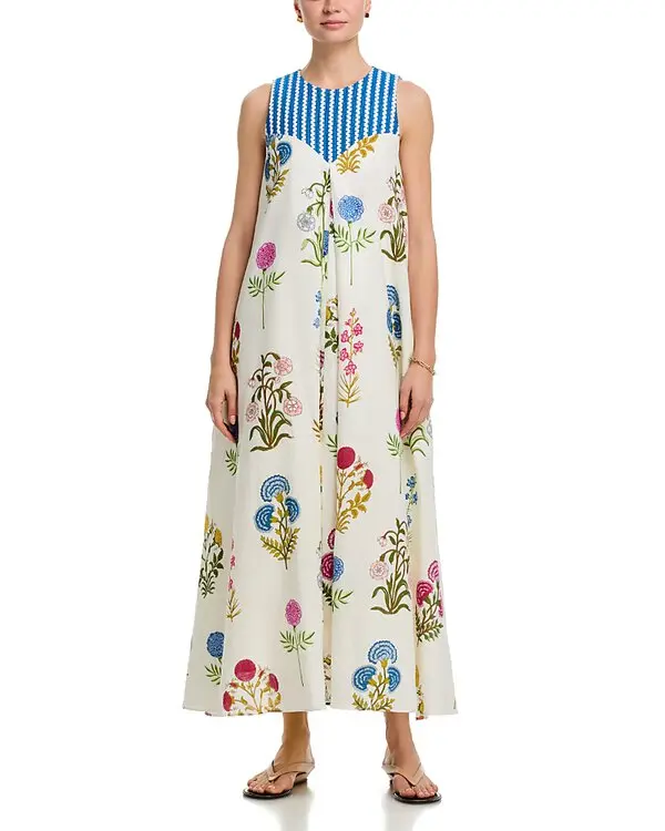 Elie Tahari Eleanor Linen Dress With Floral Print