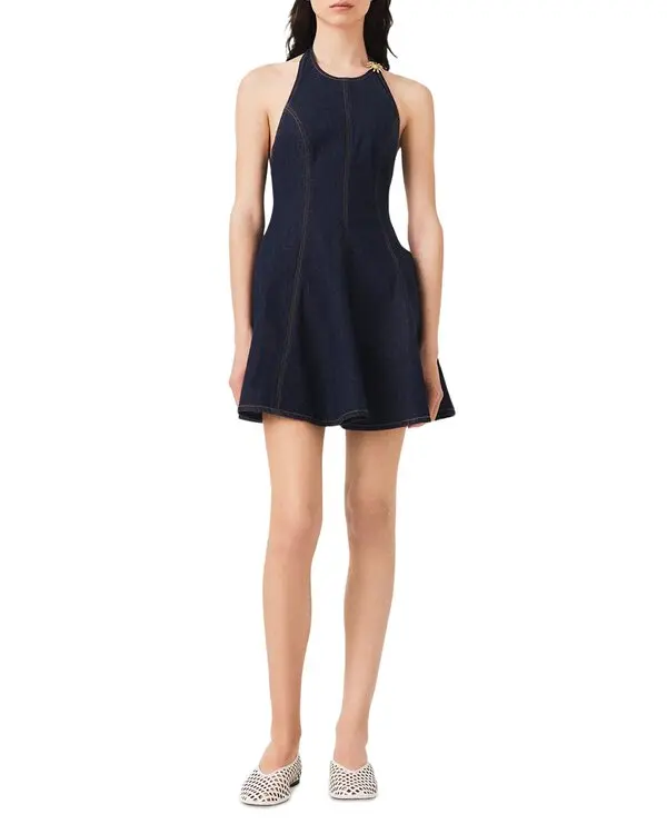 Maje Embellished Halter Neck Mini Dress