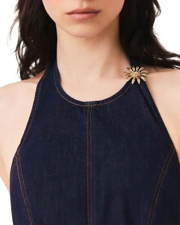 Maje Embellished Halter Neck Mini Dress