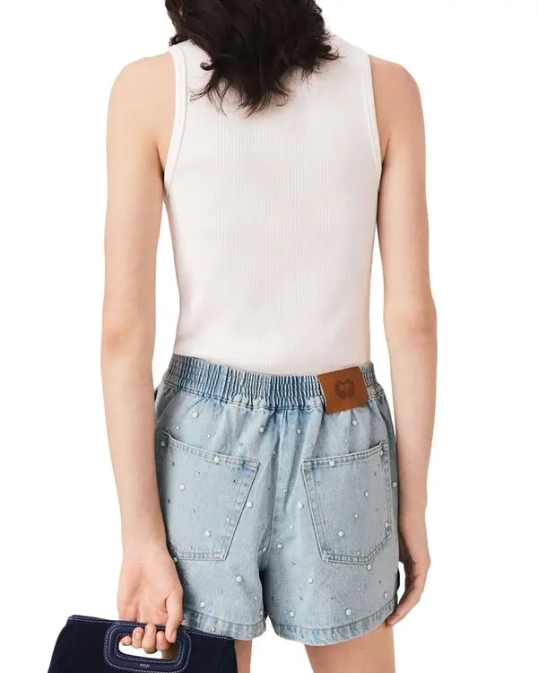 Maje Floral Denim Shorts