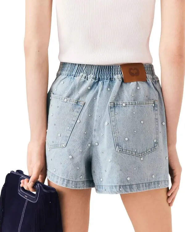Maje Floral Denim Shorts