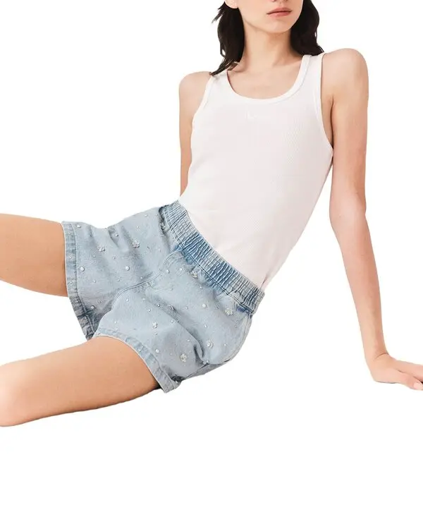 Maje Floral Denim Shorts