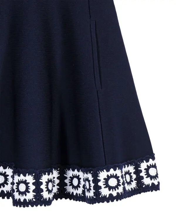 Maje Crochet Panel Skater Mini Dress