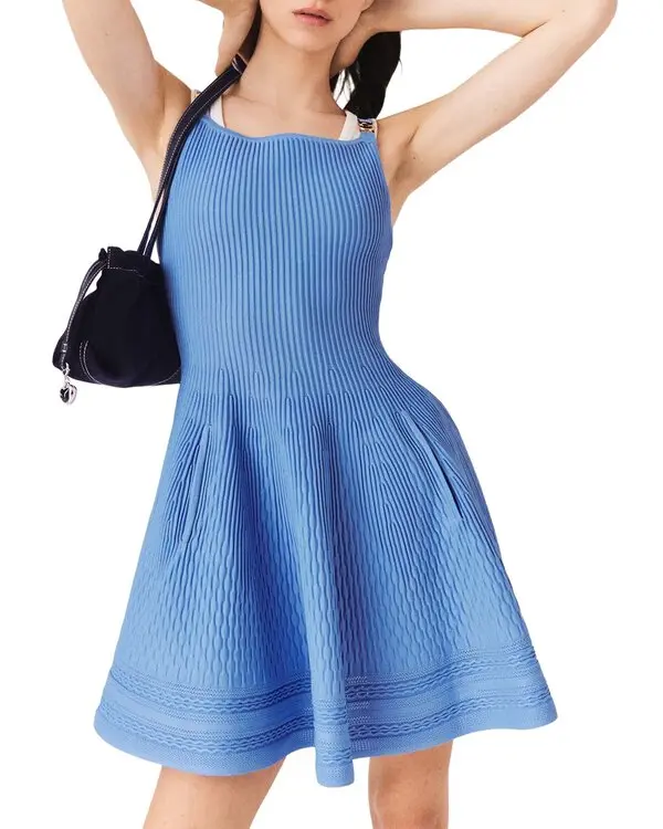 Maje Square Neck Skater Mini Dress