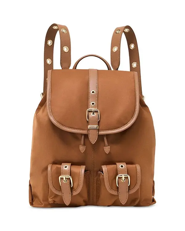 Maje Miss M Nylon & Leather Backpack - Camel