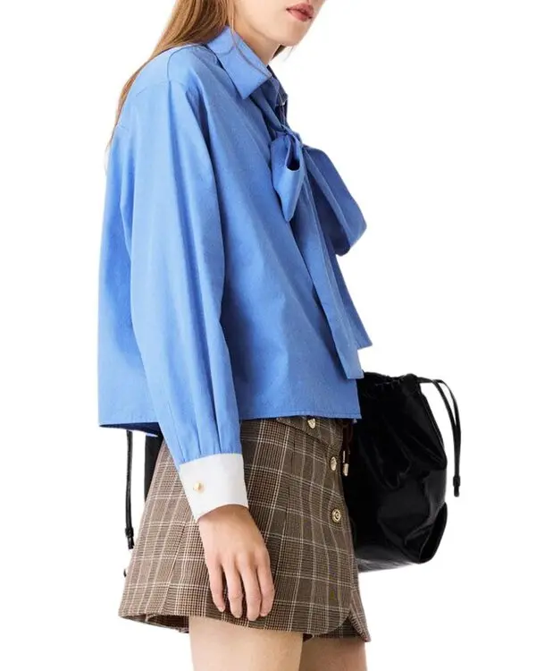 Maje Cotton Bow Tie Shirt