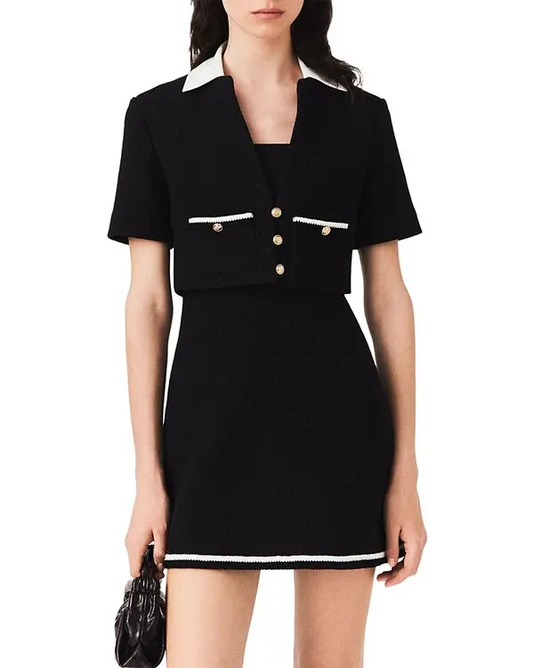 Maje 2 In 1 Tweed Dress - Black