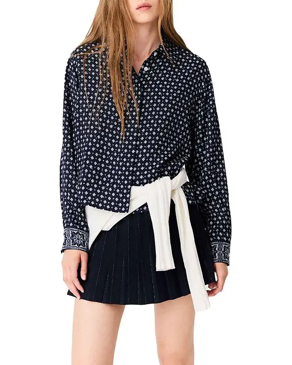 Maje Citeston Embellished Shirt - Navy Loungewear