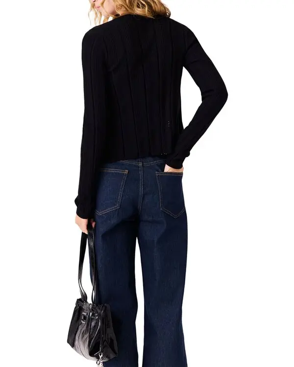 Maje Pointelle Knit Cardigan - Black