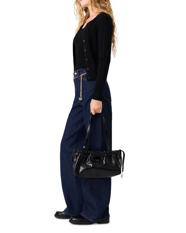Maje Pointelle Knit Cardigan - Black