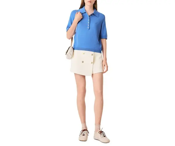 Maje Polo Collar Short Sleeve Sweater