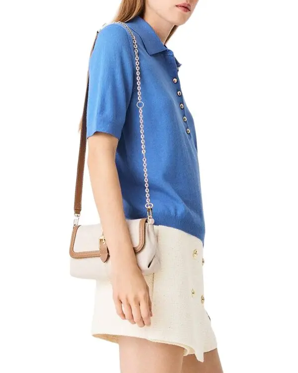 Maje Polo Collar Short Sleeve Sweater
