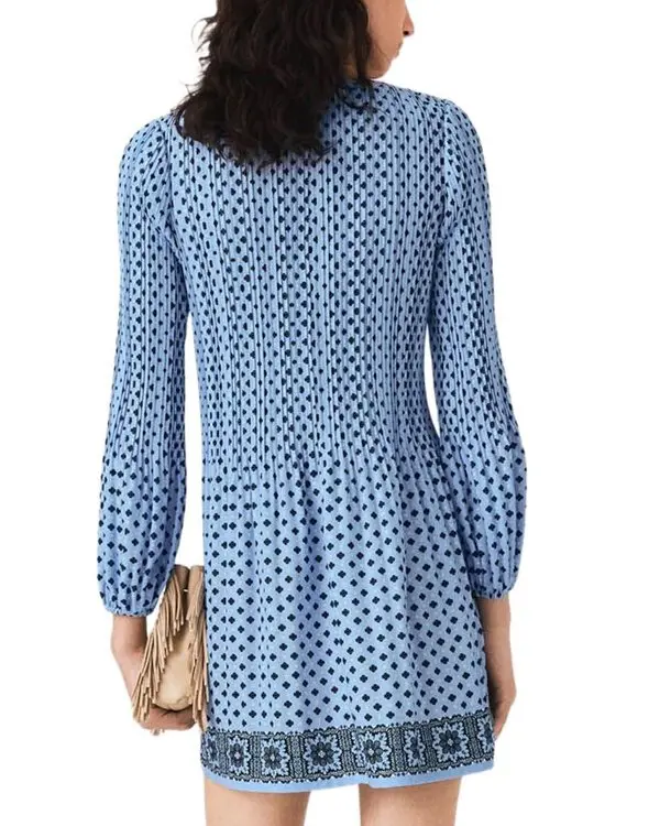 Maje Patterned Pleated Mini Dress