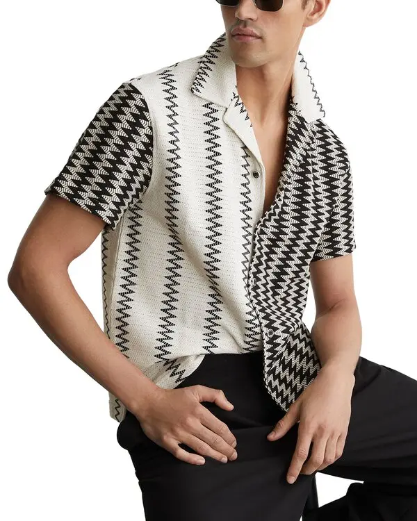 REISS Zig Zag Crochet Shirt