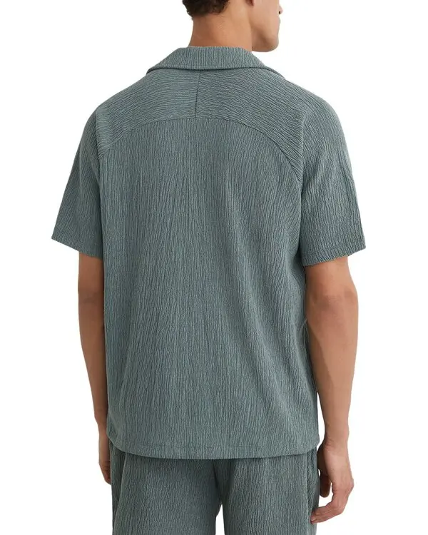 REISS Knox Textured Raglan Shirt - Dark Sage