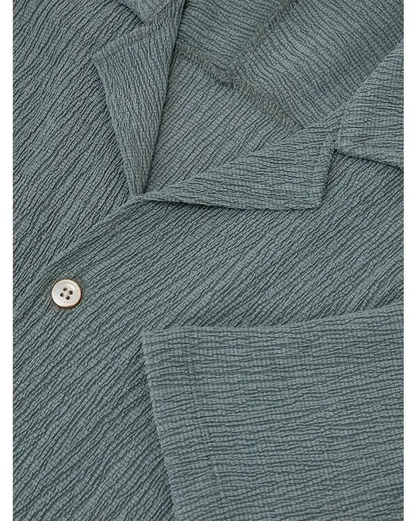 REISS Knox Textured Raglan Shirt - Dark Sage