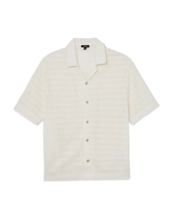REISS Crochet Stripe Cuban Shirt
