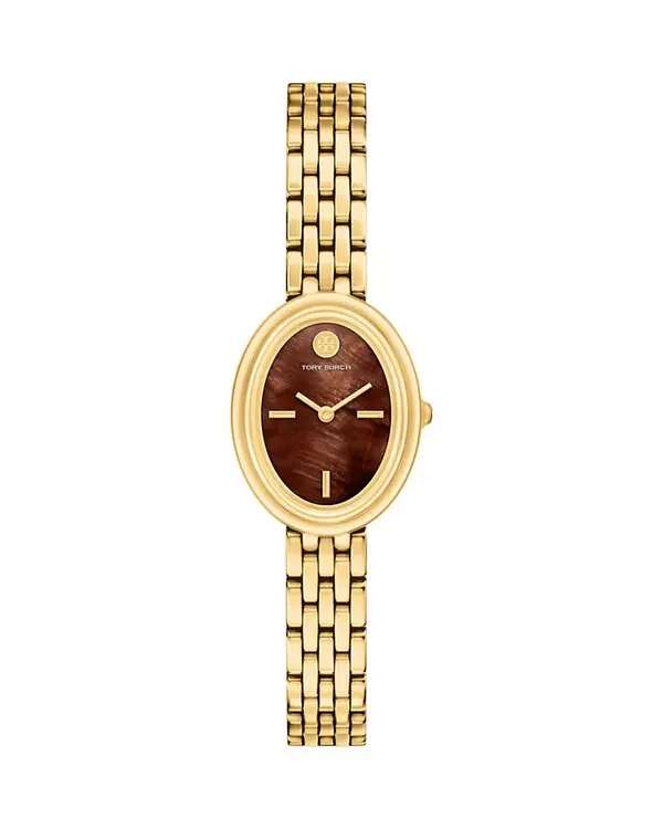 Tory Burch Oval Watch, 28mm - Brown/gold