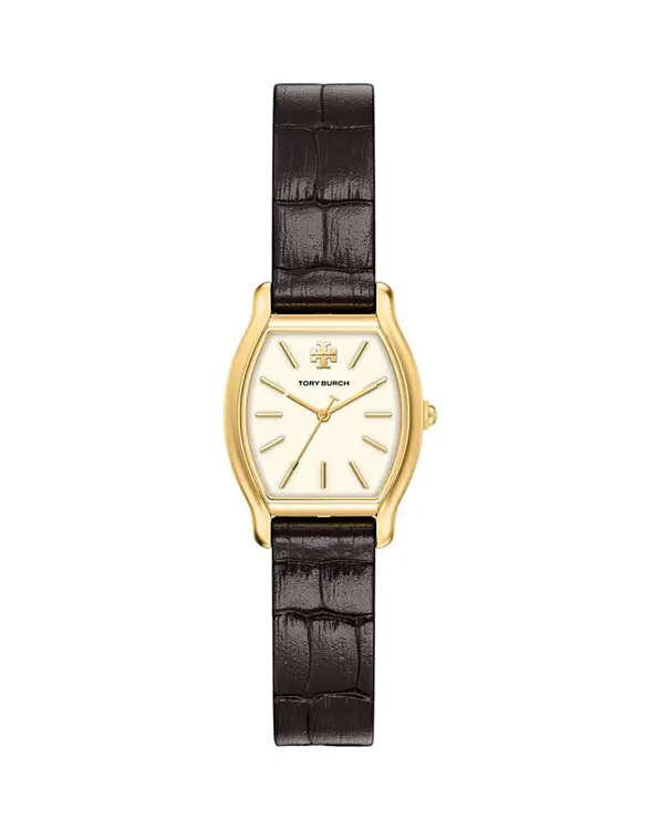 Tory Burch Small Eleanor Curve Watch, 23mm X 31mm - Cream/brown