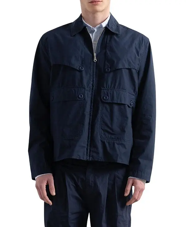EDMMOND STUDIOS Long Sleeve Utility Zip Jacket - Plain Navy