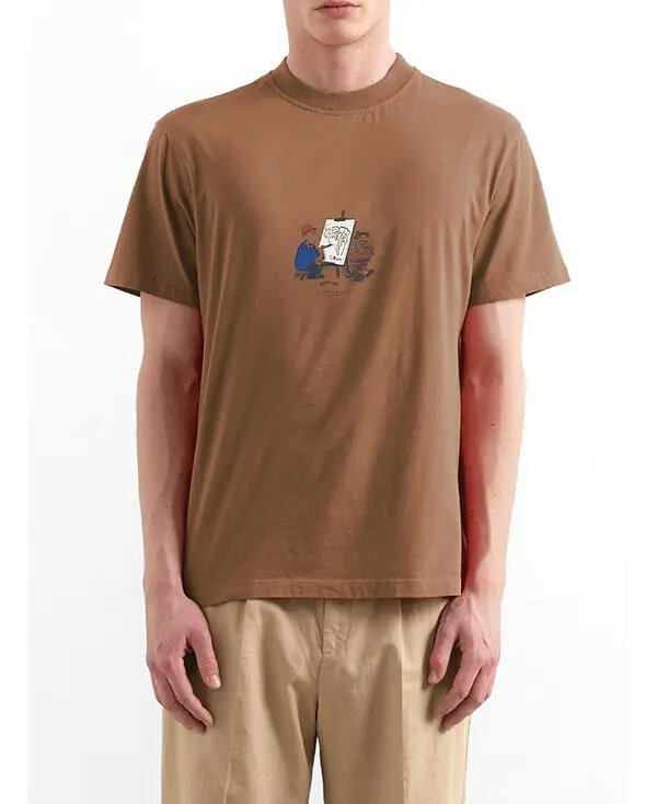 EDMMOND STUDIOS Avant Garde Printed T-shirt - Plain Brown