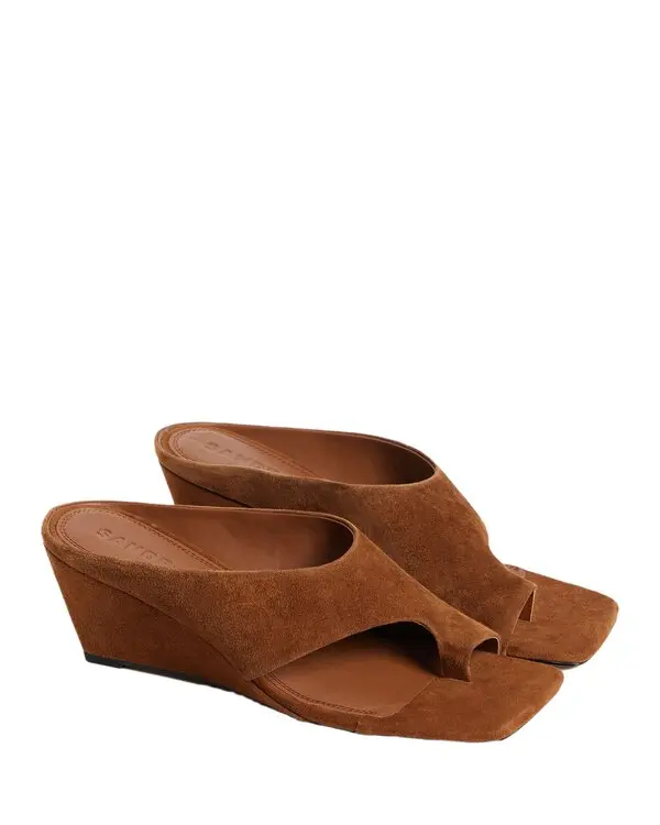Sandro Leia Suede Wedge Sandals - Brown