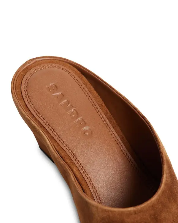 Sandro Leia Suede Wedge Sandals - Brown