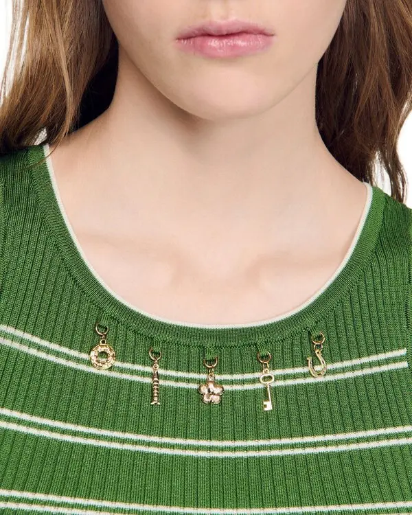 Sandro Striped Tassel Trims Vest Top
